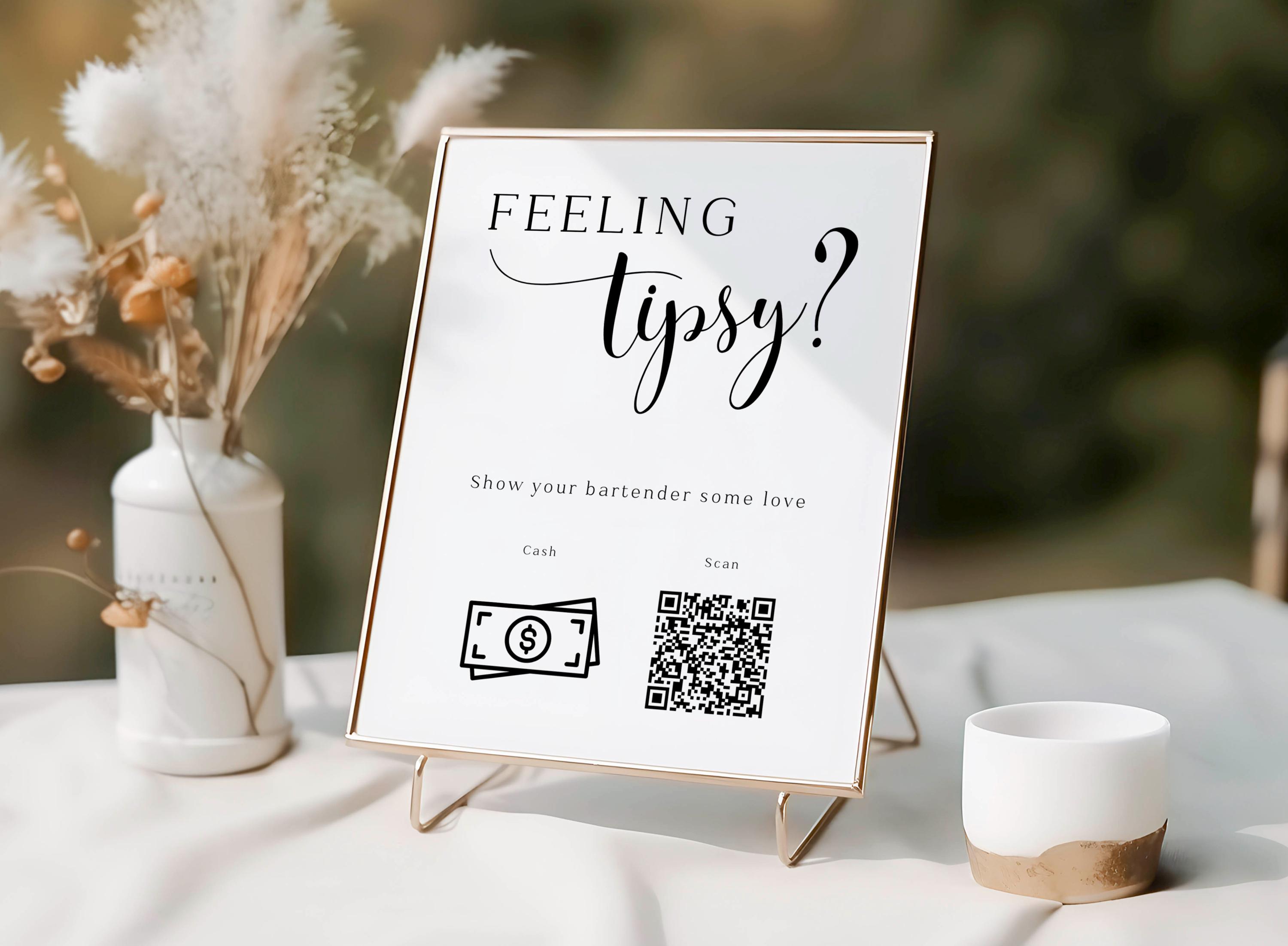 Minimalist Feeling Tipsy Qr Code Table Sign INSTANT DOWNLOAD Editable ...