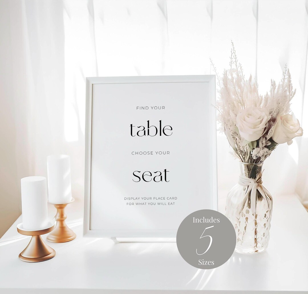 Minimalist Modern Find Your Table Sign INSTANT DOWNLOAD Editable ...