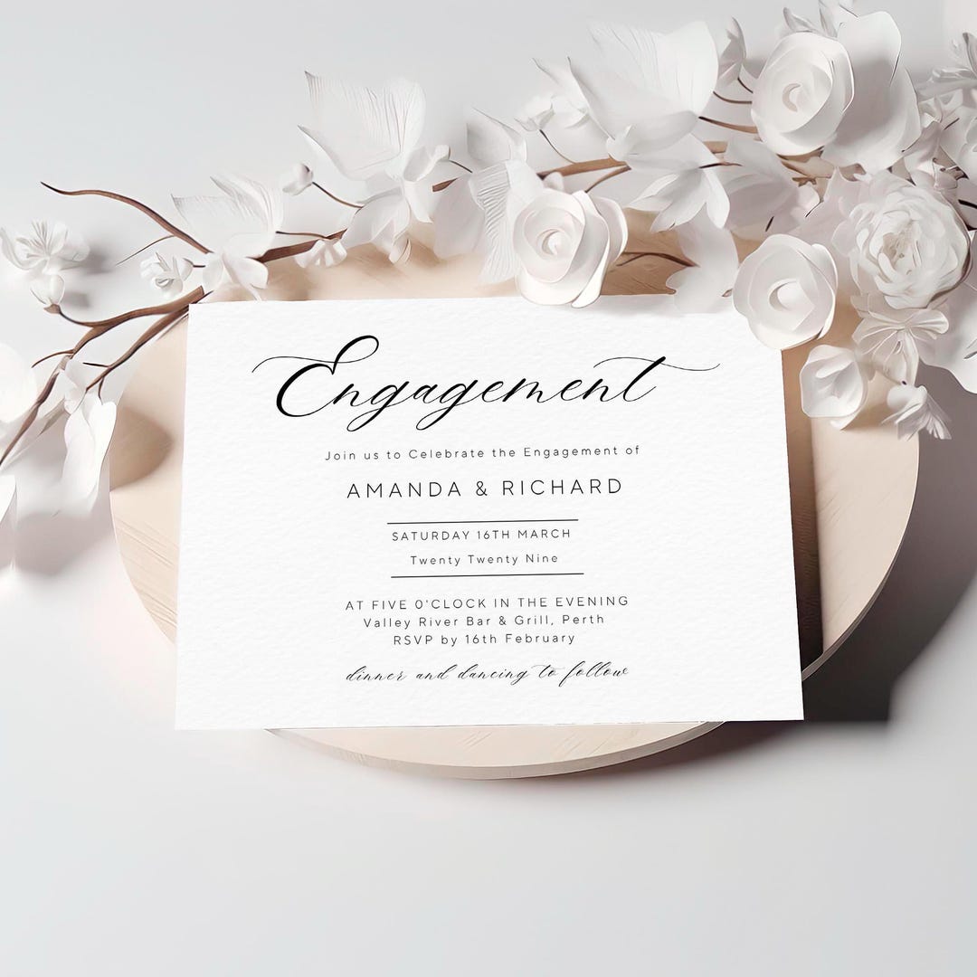 Minimalist Wedding Engagement Invitation INSTANT DOWNLOAD Editable ...