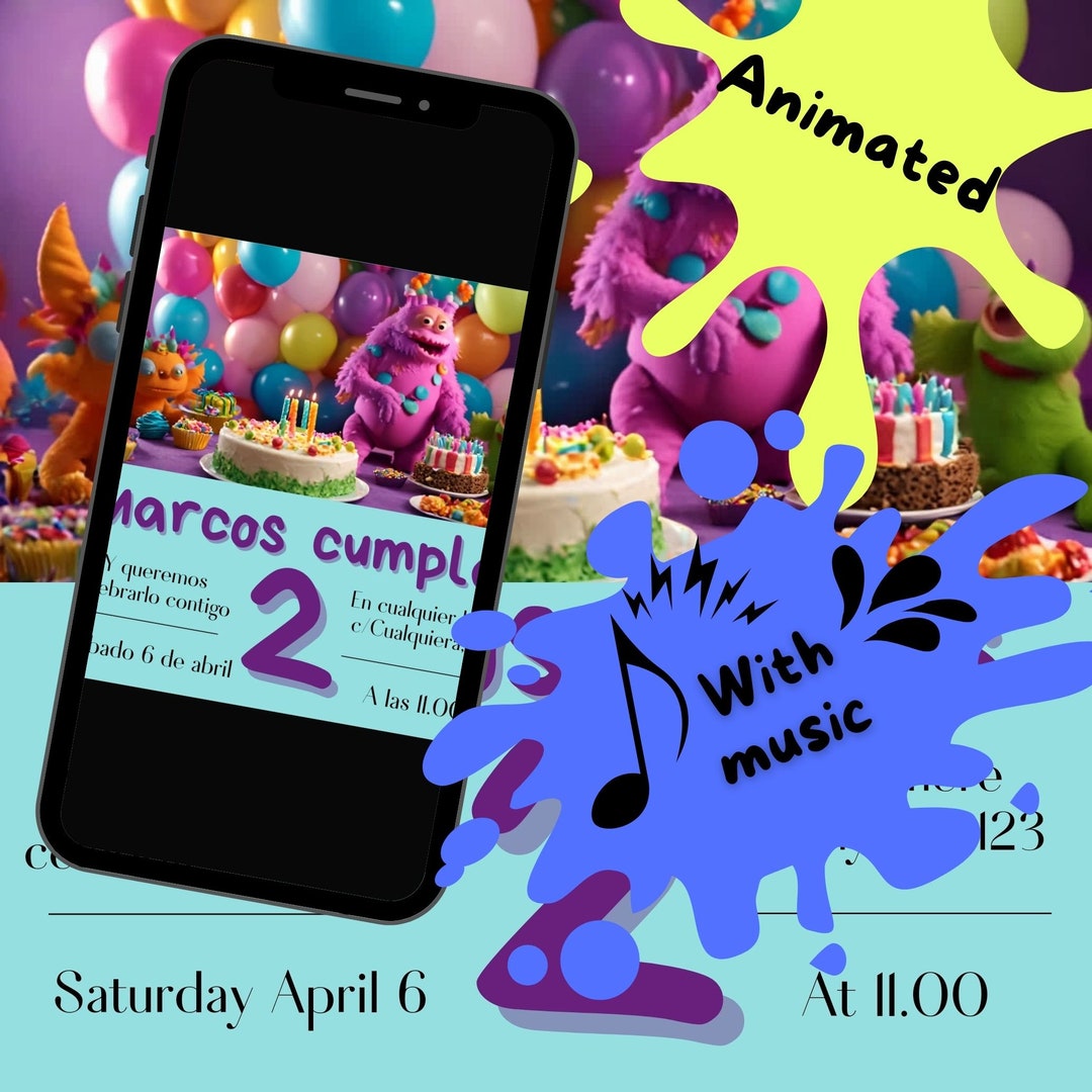 Animated Birthday Invitation. Invitation With Music. Digital Invitation ...