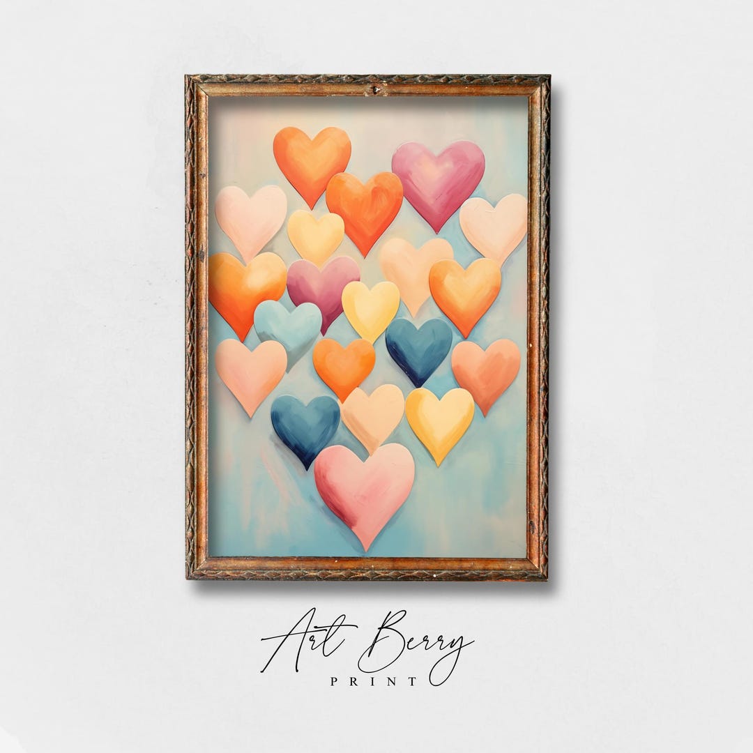 Valentines Day Pastel Wall Art, Valentine Digital Print, Valentines ...