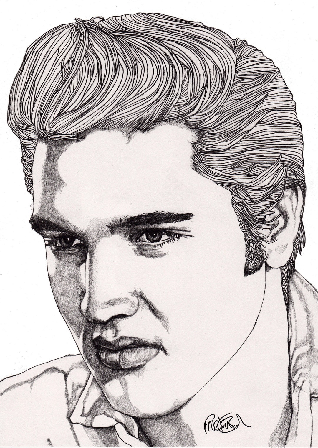 Elvis Presley PRINT Pencil Drawing Portrait Fine Art - Etsy