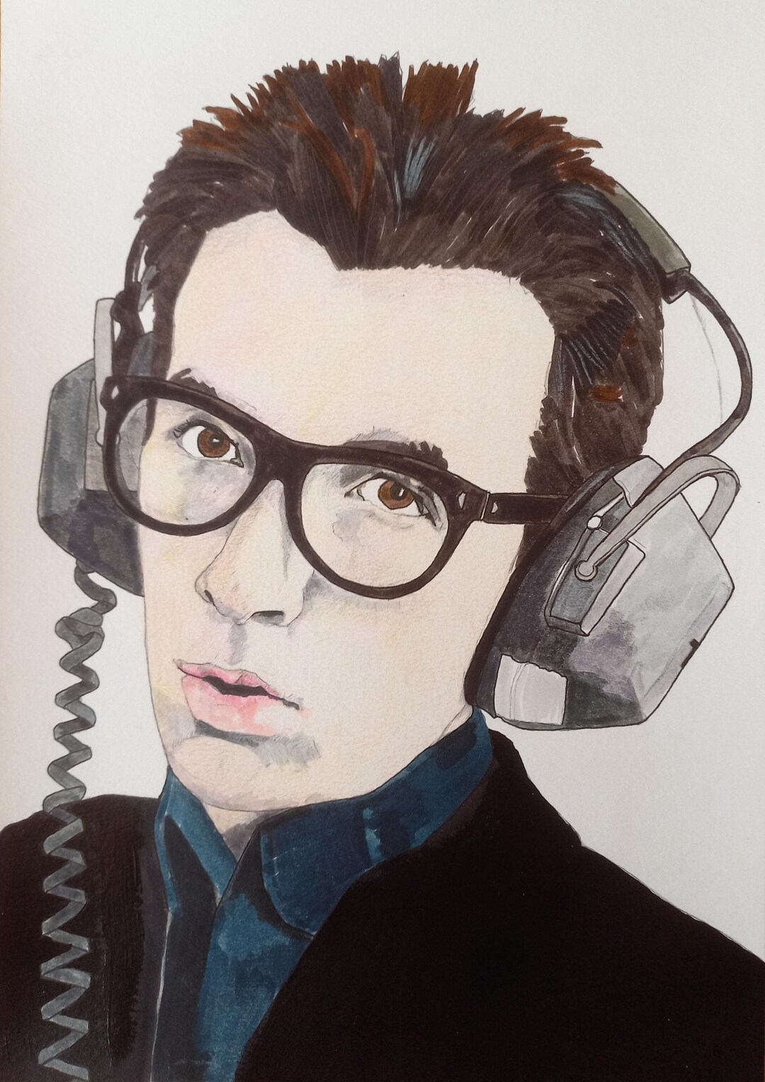 Elvis Costello Original Pencil Drawing Portrait Fine Art - Etsy