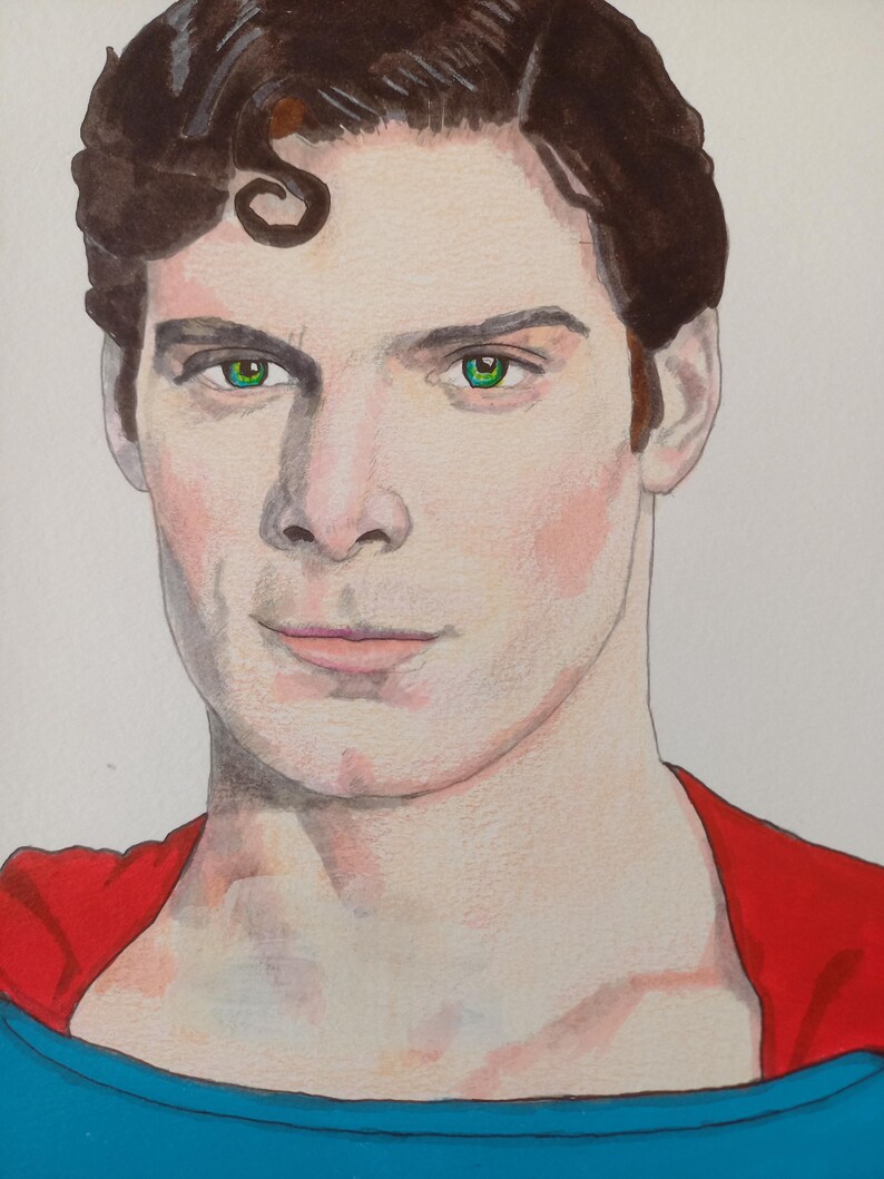 Superman Christopher Reeve Original Pencil Drawing Portrait Fine Art - Etsy