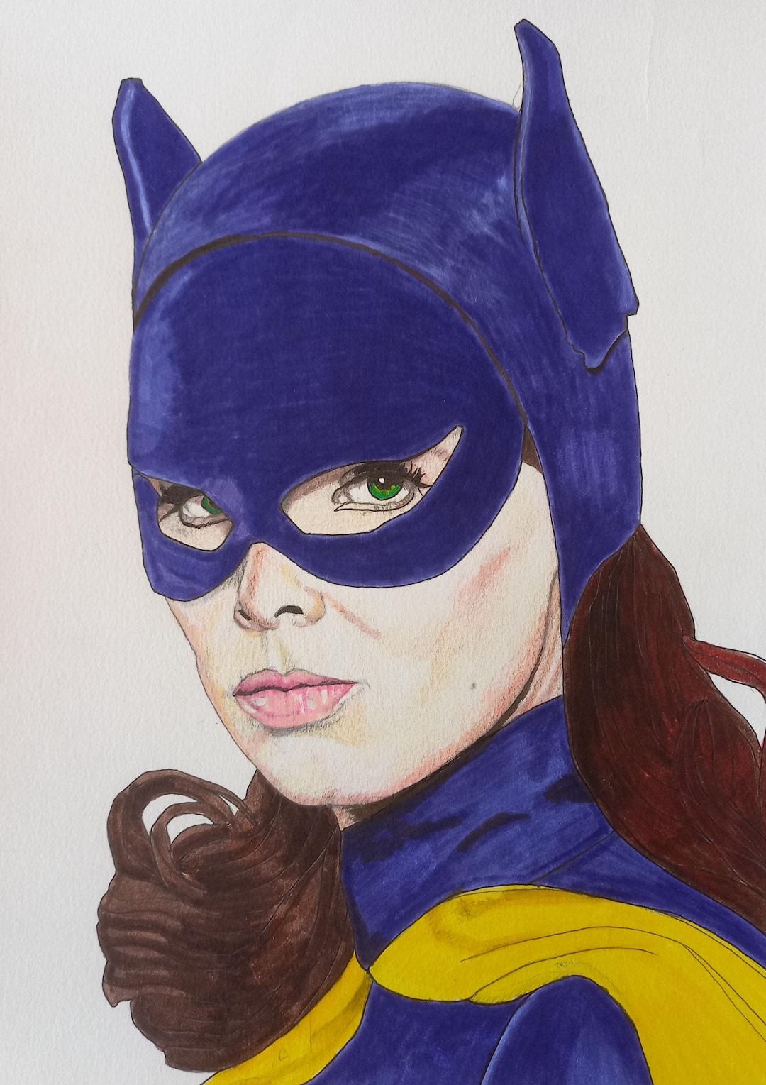 Batgirl ORIGINAL Pencil Drawing Portrait Fine Art - Etsy