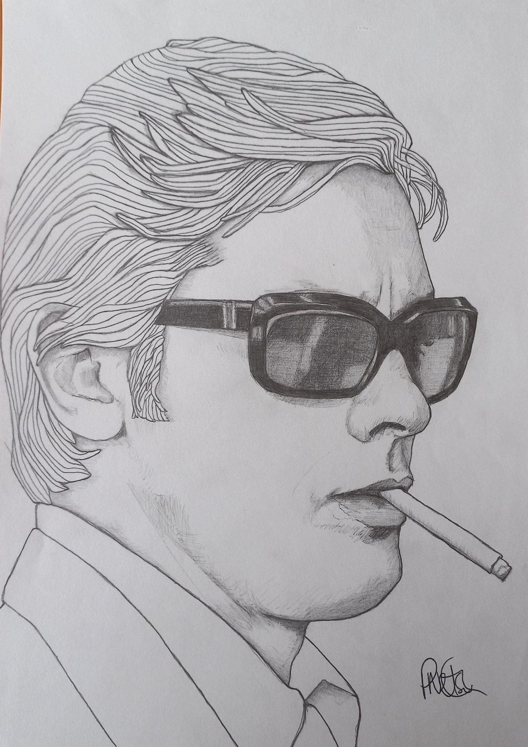 Alain Delon Original Pencil Drawing Portrait Fine Art - Etsy
