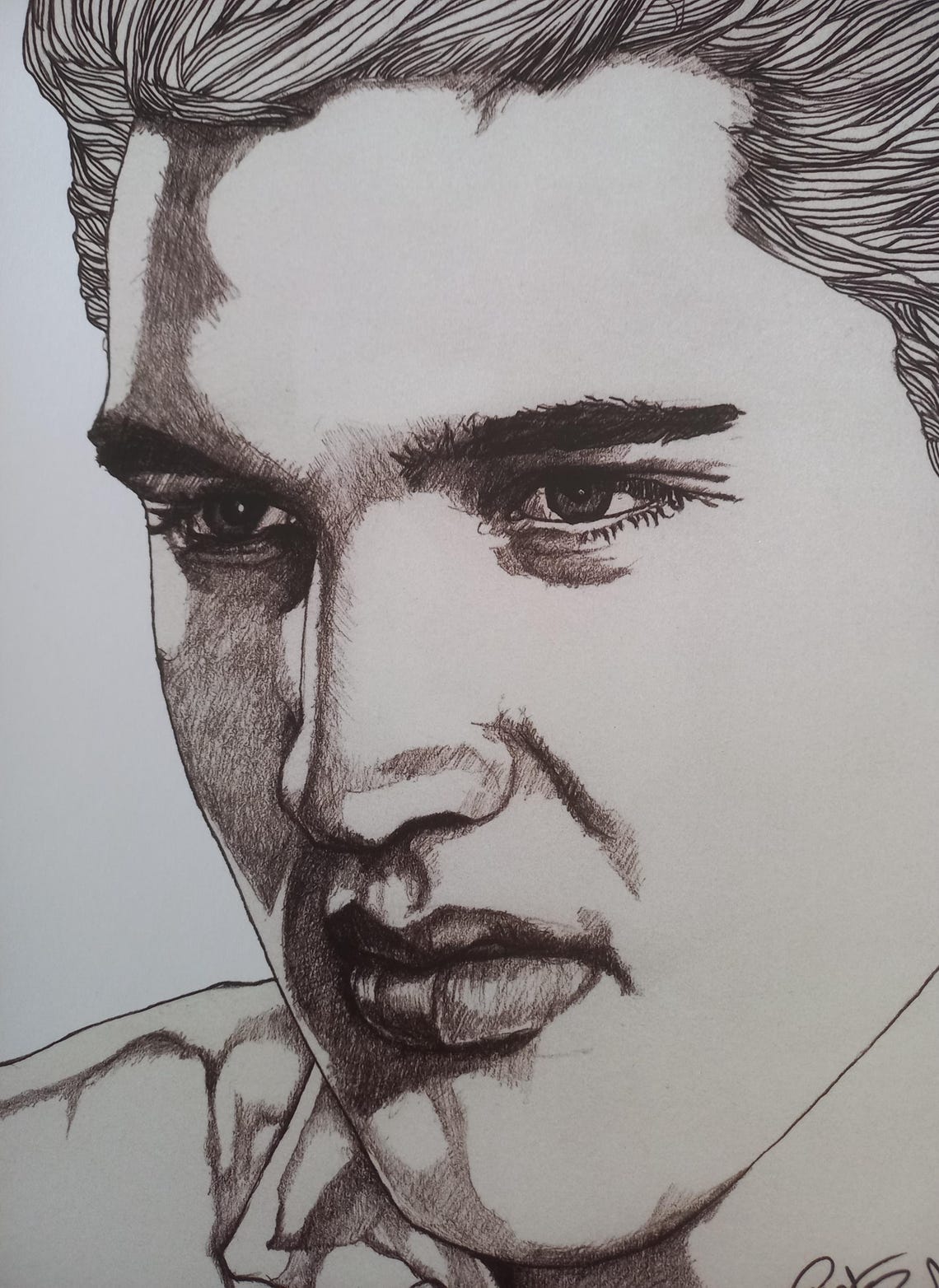 Elvis Presley PRINT Pencil Drawing Portrait Fine Art - Etsy
