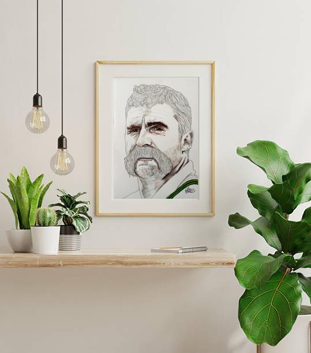 Merv Hughes Cricket Drawing: Hand-drawn Pencil Portrait, Australian ...