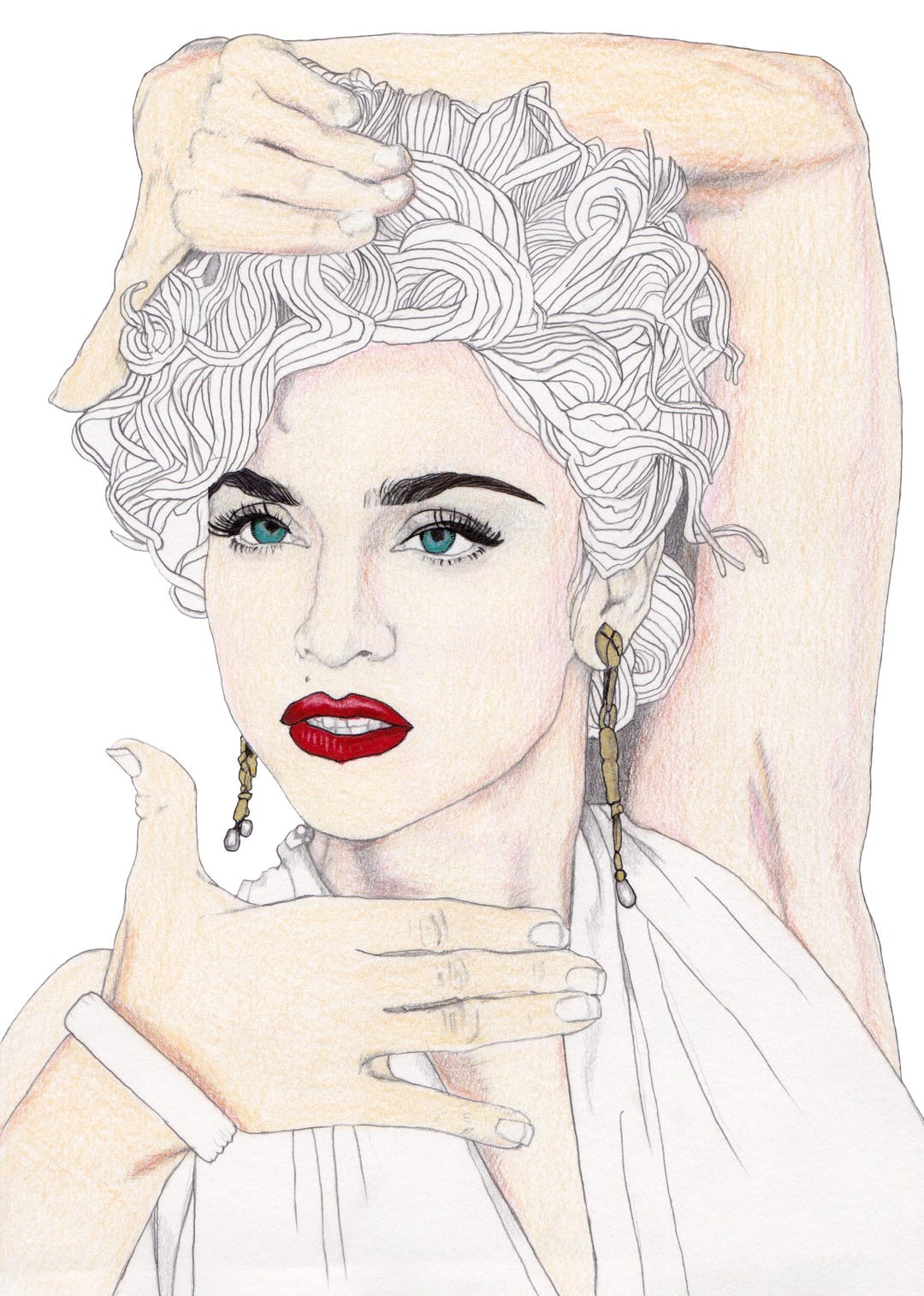 Madonna PRINT Pencil Drawing Portrait Fine Art - Etsy