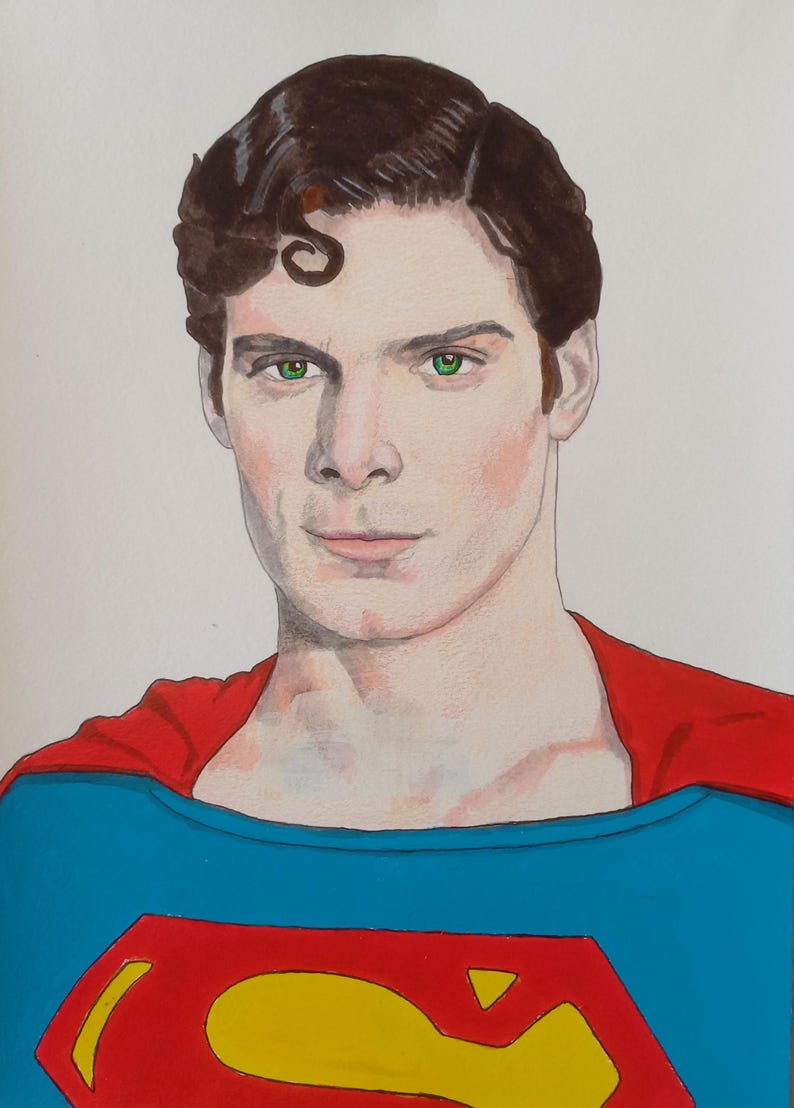 Superman Christopher Reeve Original Pencil Drawing Portrait Fine Art - Etsy