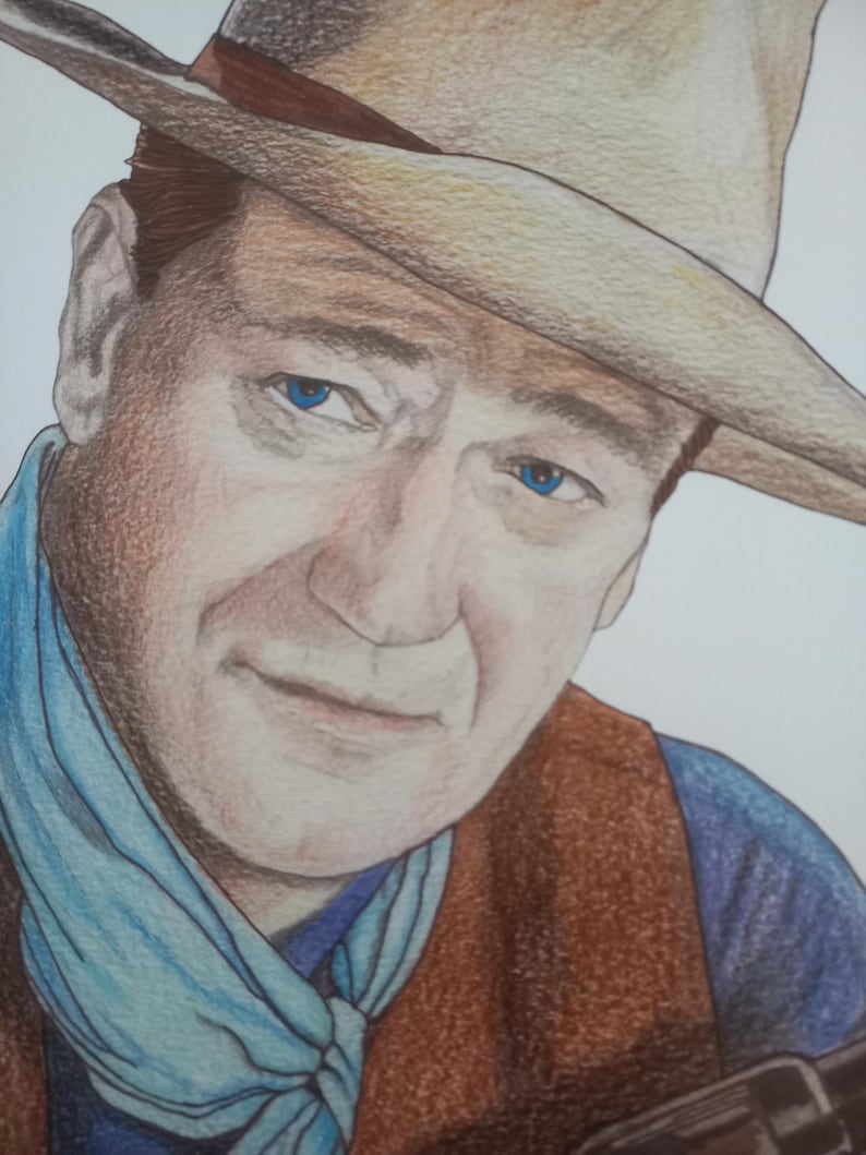 John Wayne PRINT Pencil Drawing Portrait Fine Art - Etsy