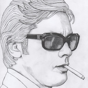 Alain Delon Original Pencil Drawing – Minimalist Portrait Fine Art ...