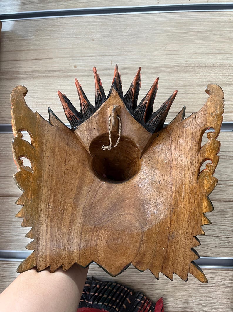 Handcrafted Wooden Rangda Mask - Balinese Wall Sculpture, Spiritual ...