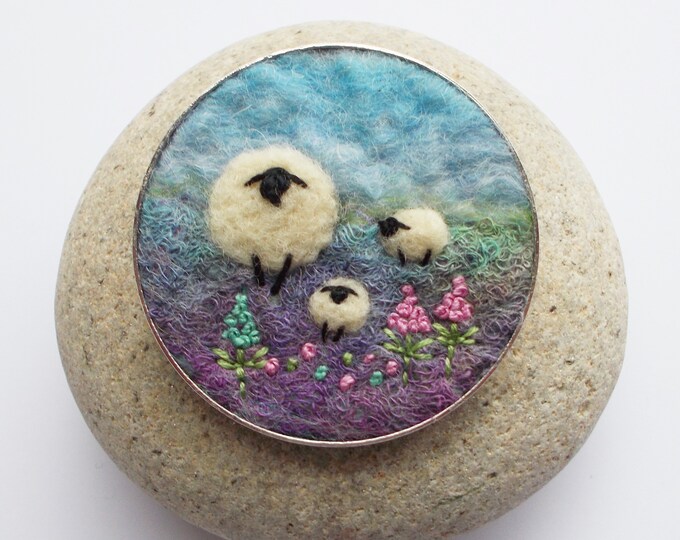 Needle Felted Sheep Jewellery Fibre Art and by AileenClarkeCrafts