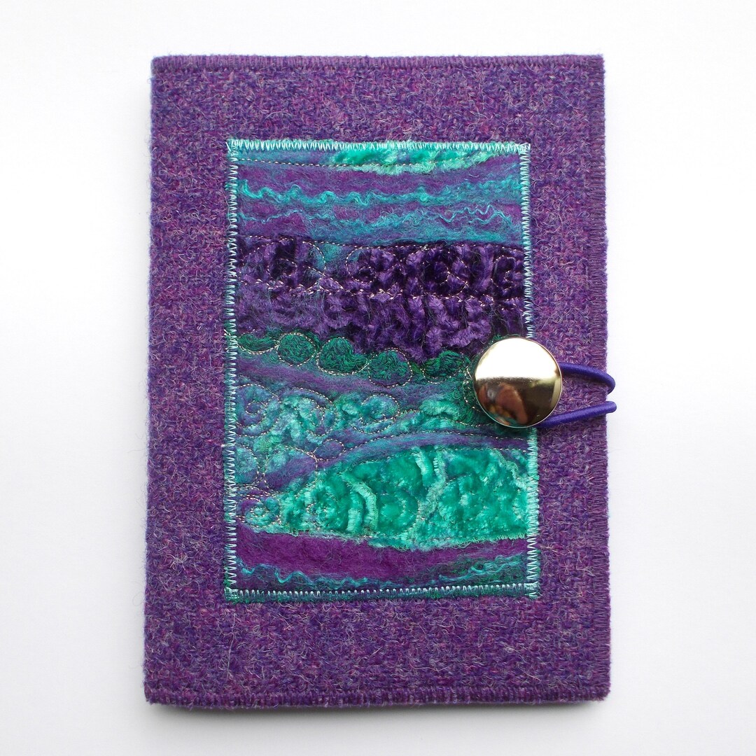 Purple Covered Notebook, Harris Tweed Reusable Journal Jacket/passport ...