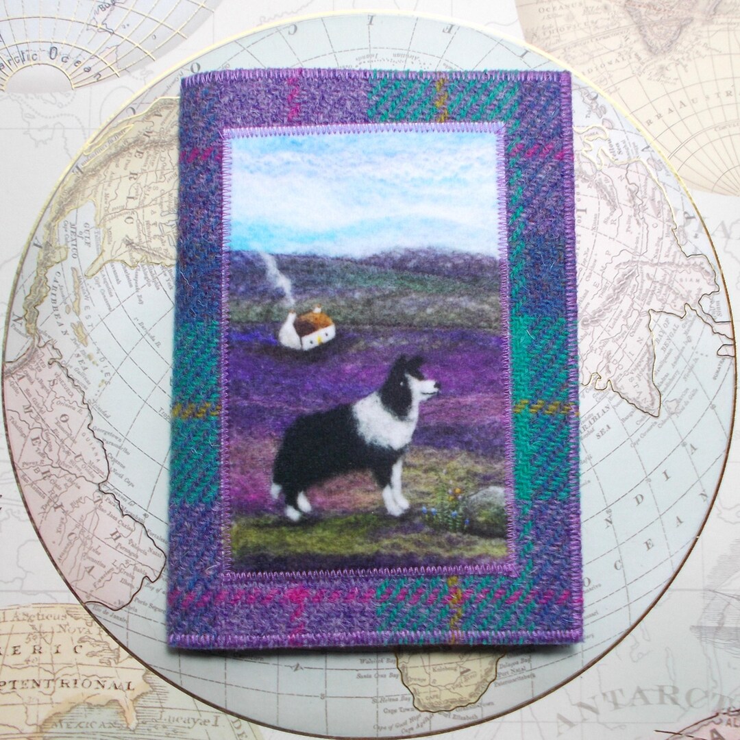 A6 Harris Tweed Passport Cover or Reusable Notebook Sleeve With Border ...