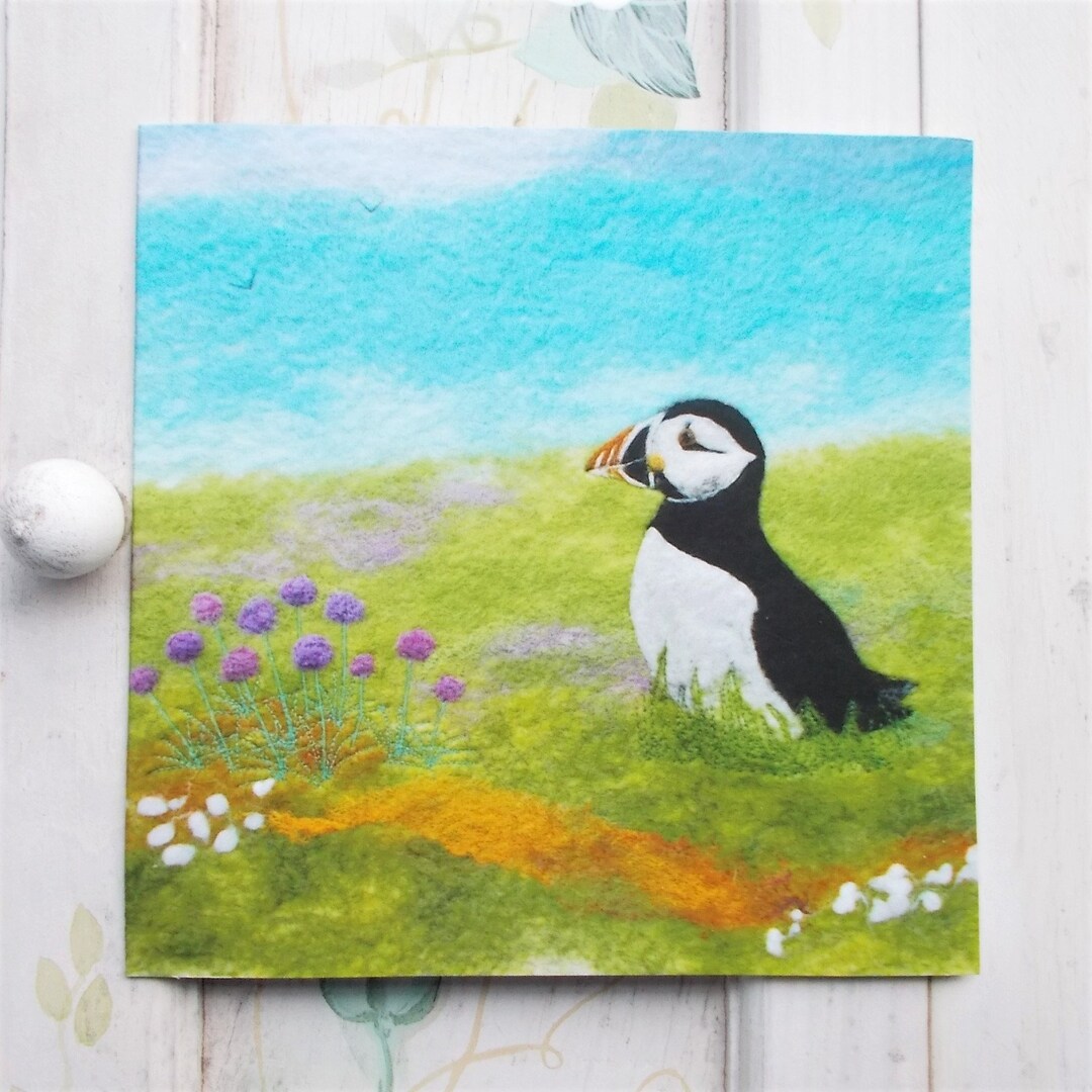 Puffin Card, Square Greetings Card, Blank. Envelope Included ...