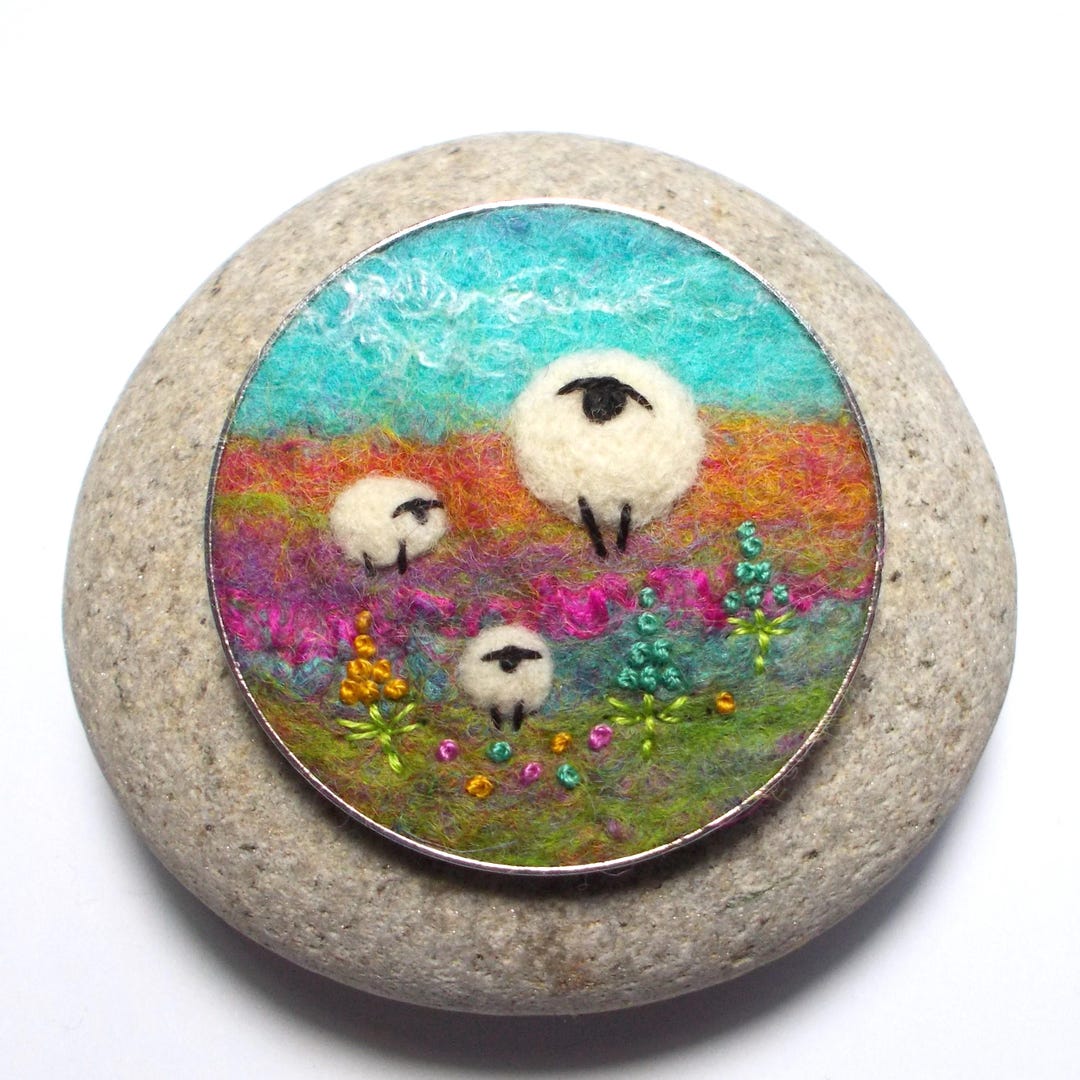 Felt Sheep Brooch Pin, Needle Felted Wool in Vibrant Shades. Handmade ...