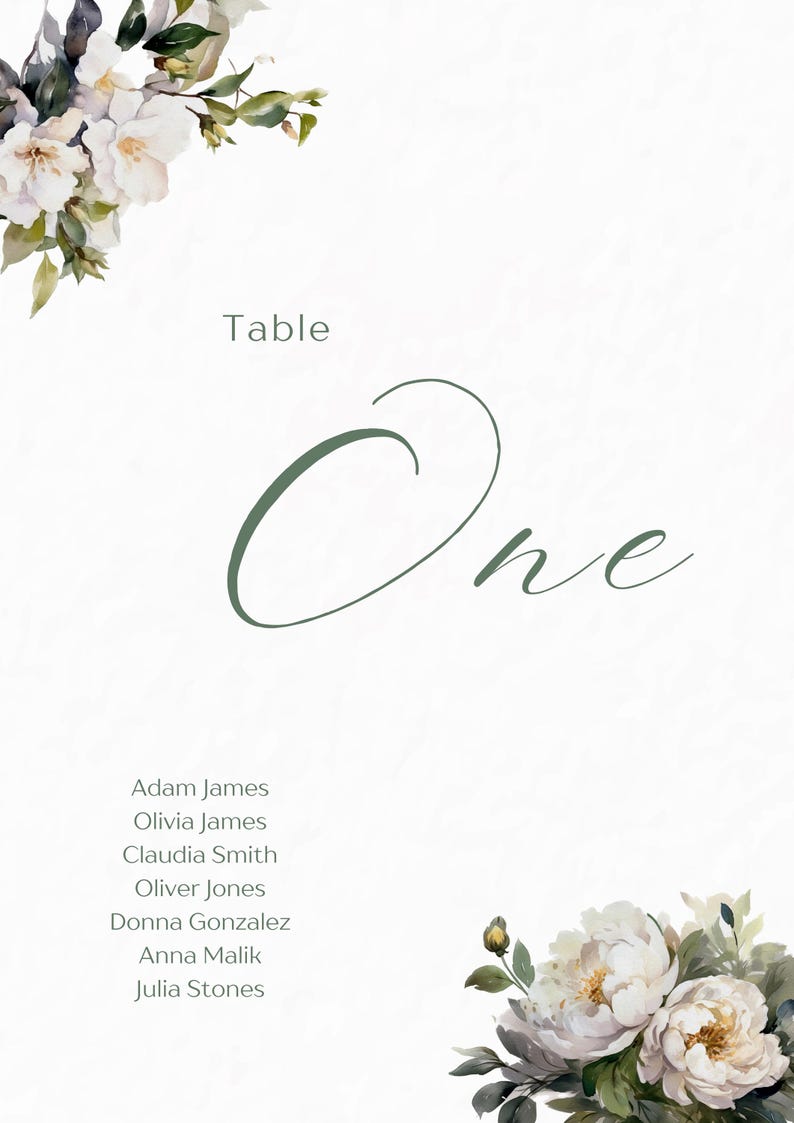 Wedding Bundle: Seating Plan, Table Card, Menu Printable Instant ...