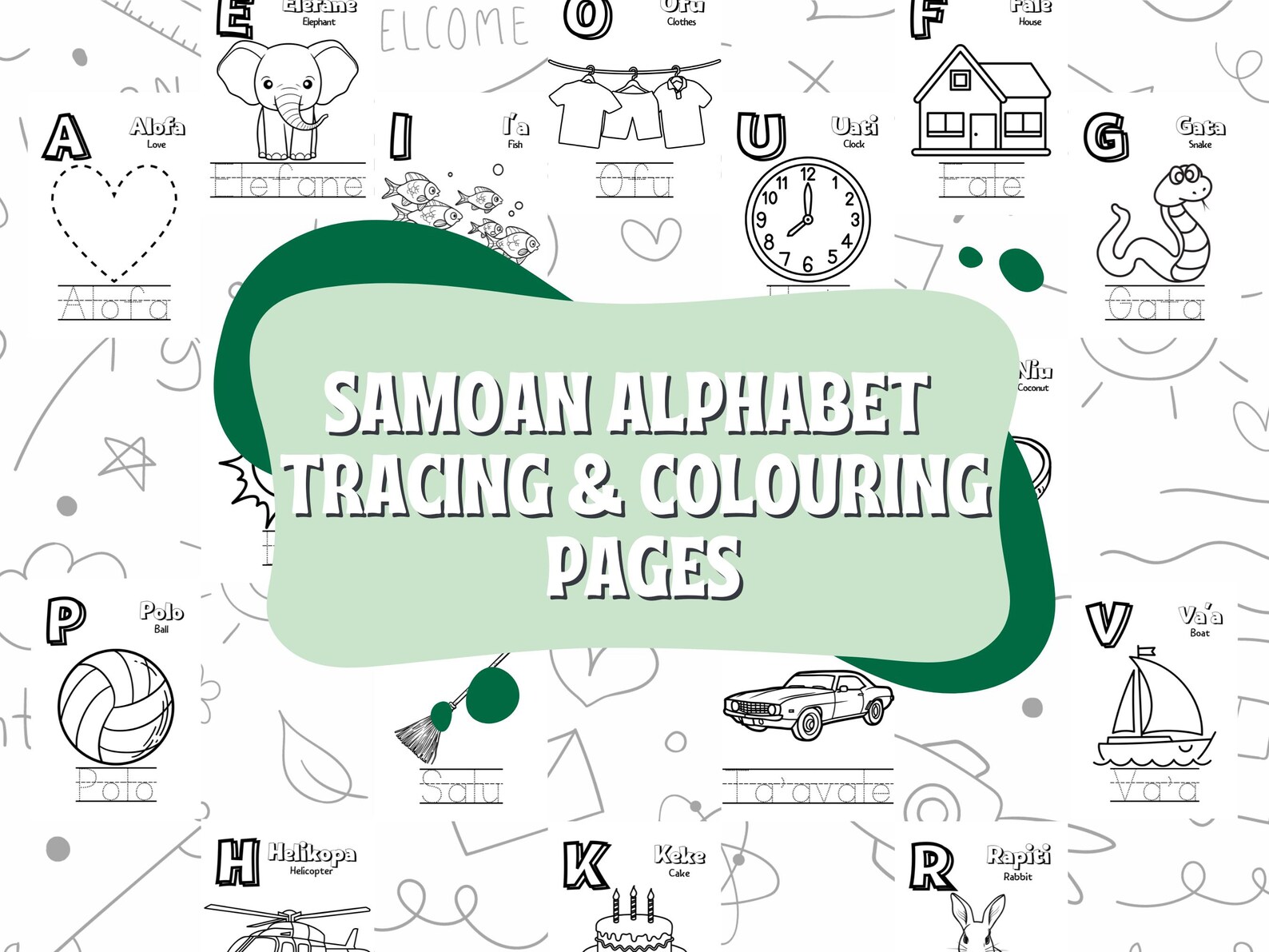 Samoan Alphabet Colouring Pages O Le Pi Faitau Samoan Educational ...