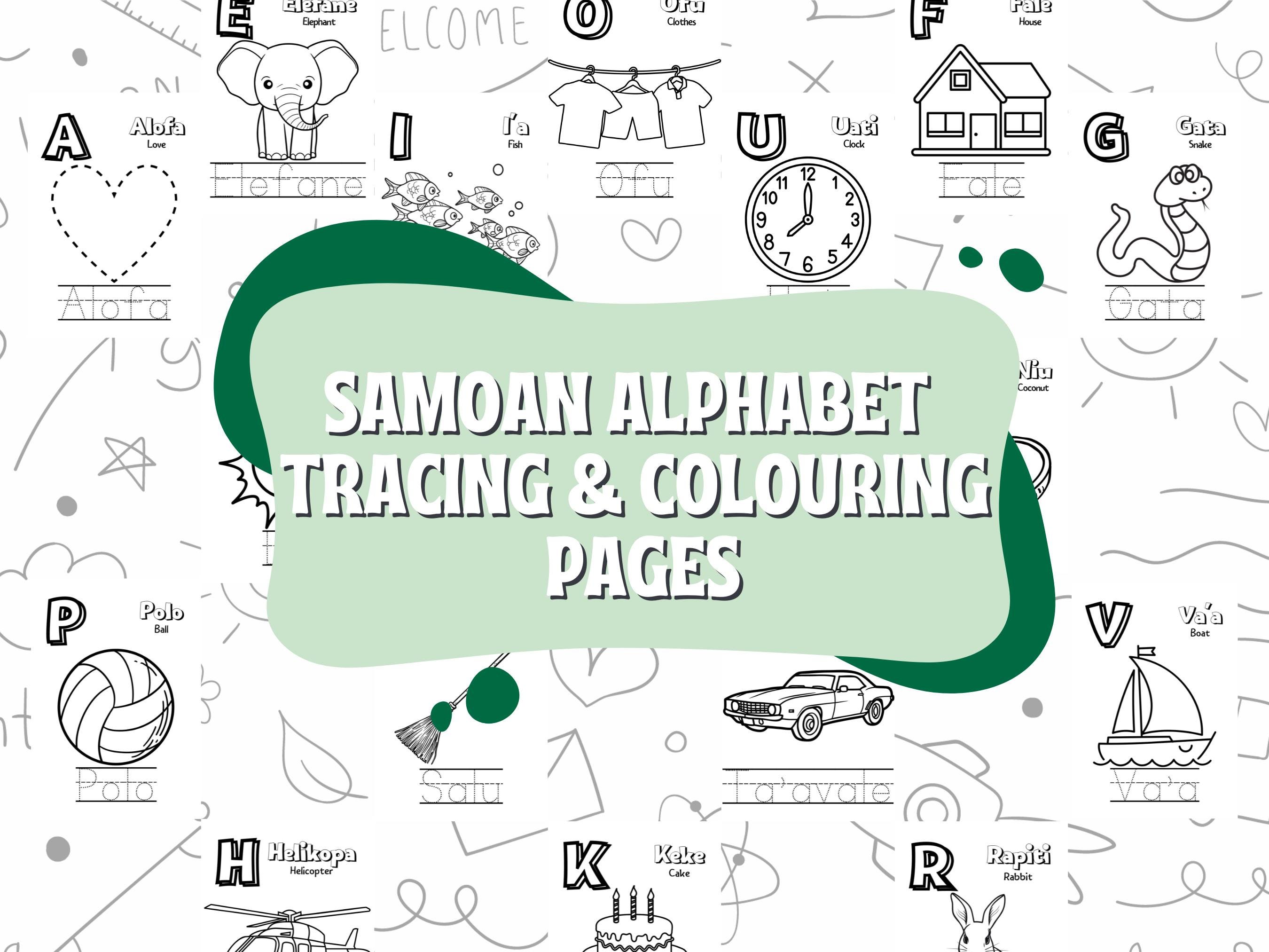 Samoan Alphabet Colouring Pages O Le Pi Faitau Samoan Educational ...