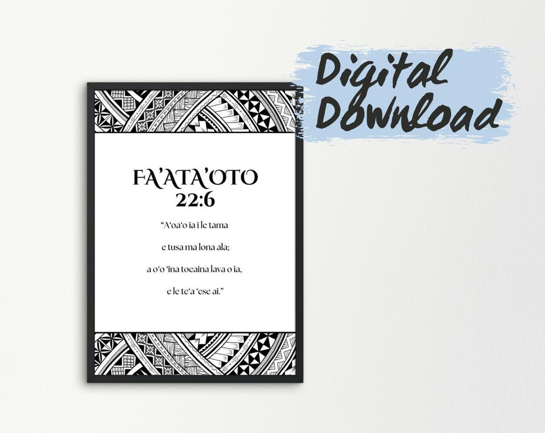 Bible Verse Quote Samoan Printable Hanging Wall Art Samoan Digital ...