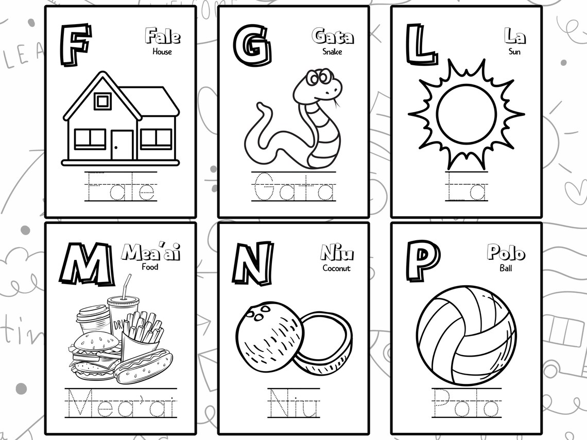Samoan Alphabet Colouring Pages O Le Pi Faitau Samoan Educational ...