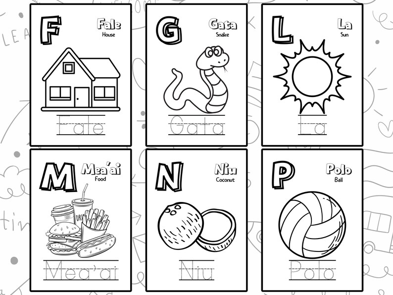 Samoan Alphabet Colouring Pages O Le Pi Faitau Samoan Educational ...