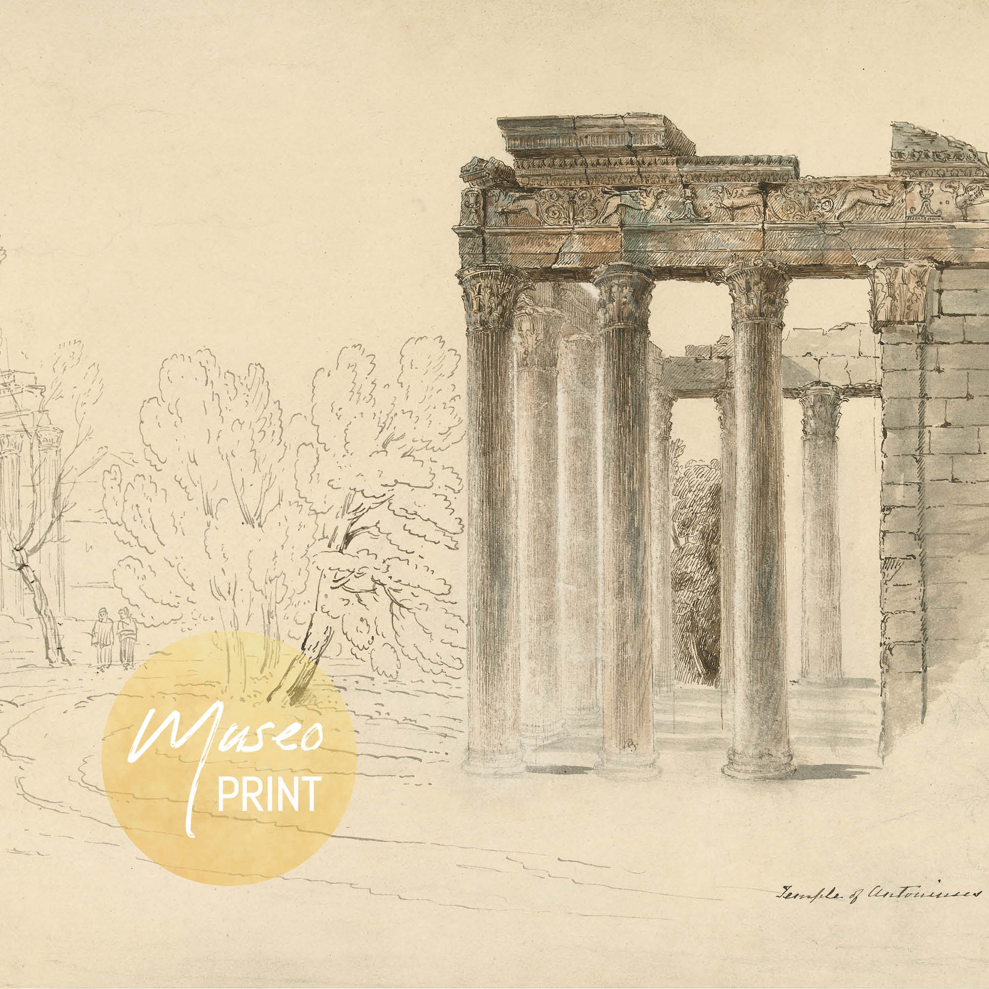 Printable | Ancient Roman Temple in Black and White | Art Print ...