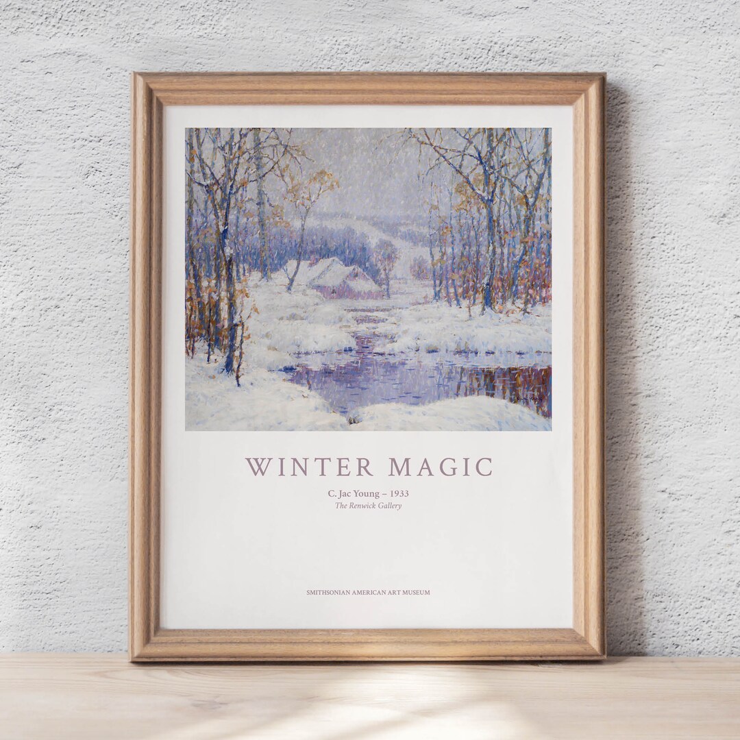 Printable Idyllic Winter Landscape With Houses in the Background Art ...