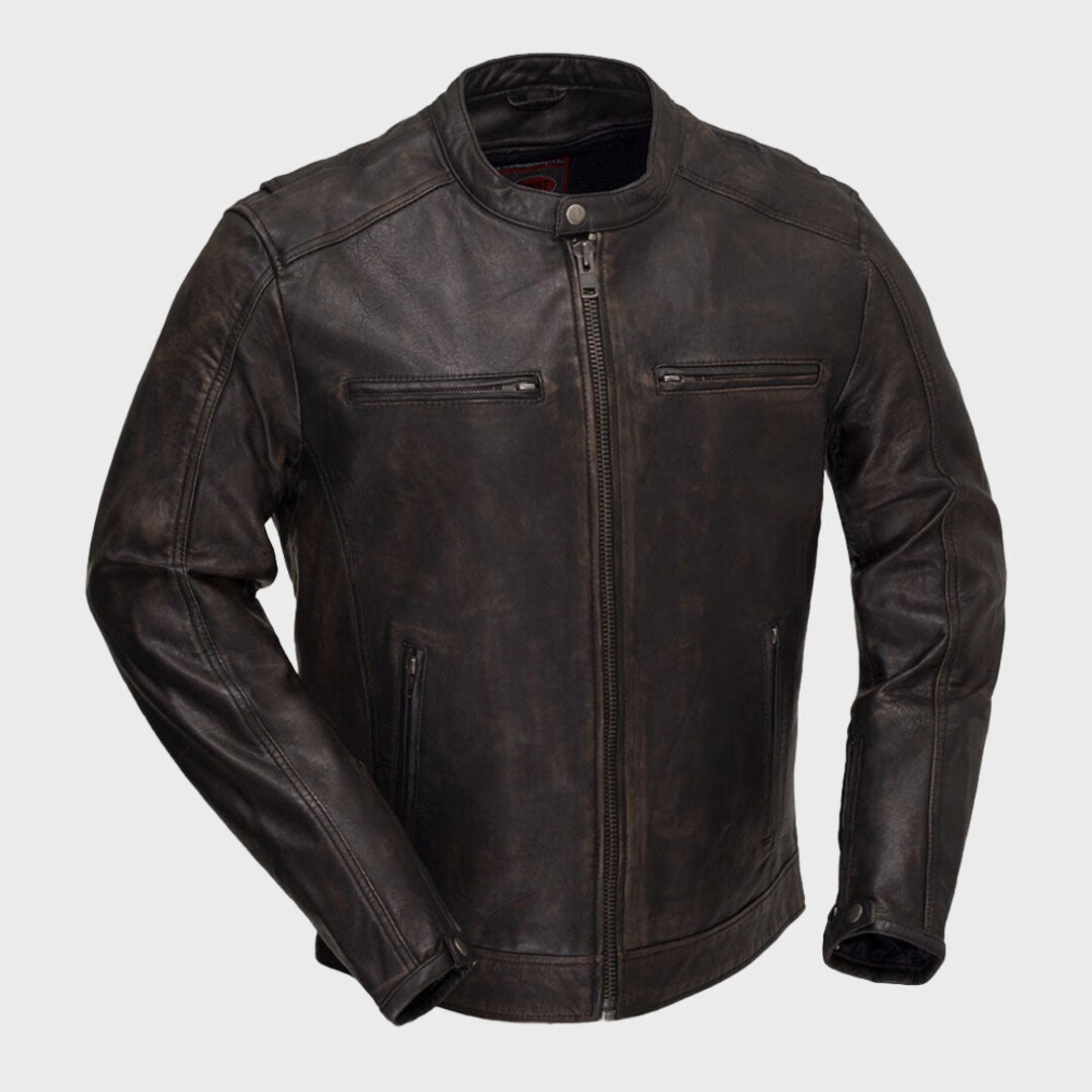 Mens Handmade Leather Jacket, Mens Leather Jacket Black, Vintage Biker ...