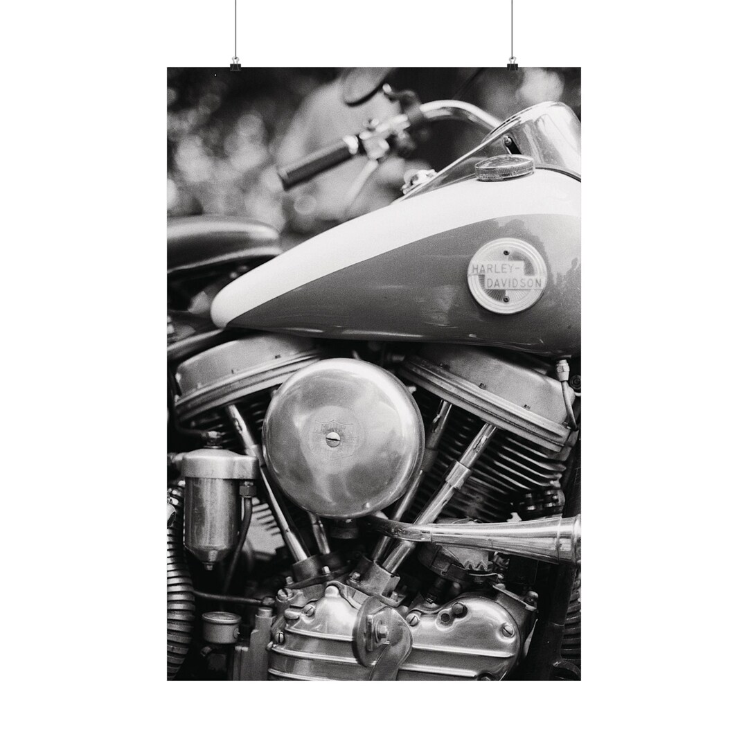 Harley Davidson Panhead Wall Art | Classic Black & White Film ...