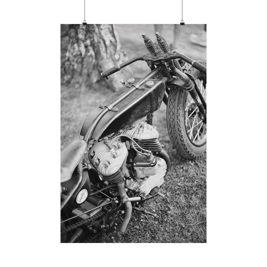 Vintage Harley Davidson Flathead Poster, Black & White Motorcycle Wall ...