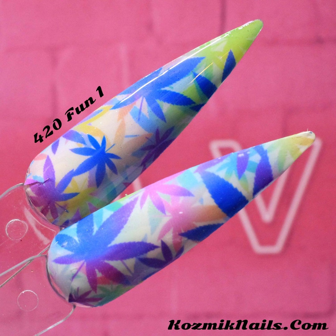 Pastel Rainbow 420 Pot Mary Jane Marijuana Nail Art Waterslide Water ...
