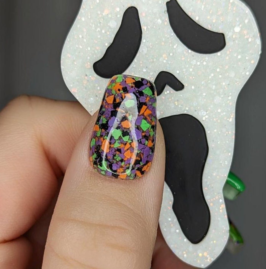 Spook-tacular Orange Green Purple Black Chip Man Glitter Dip Powder ...
