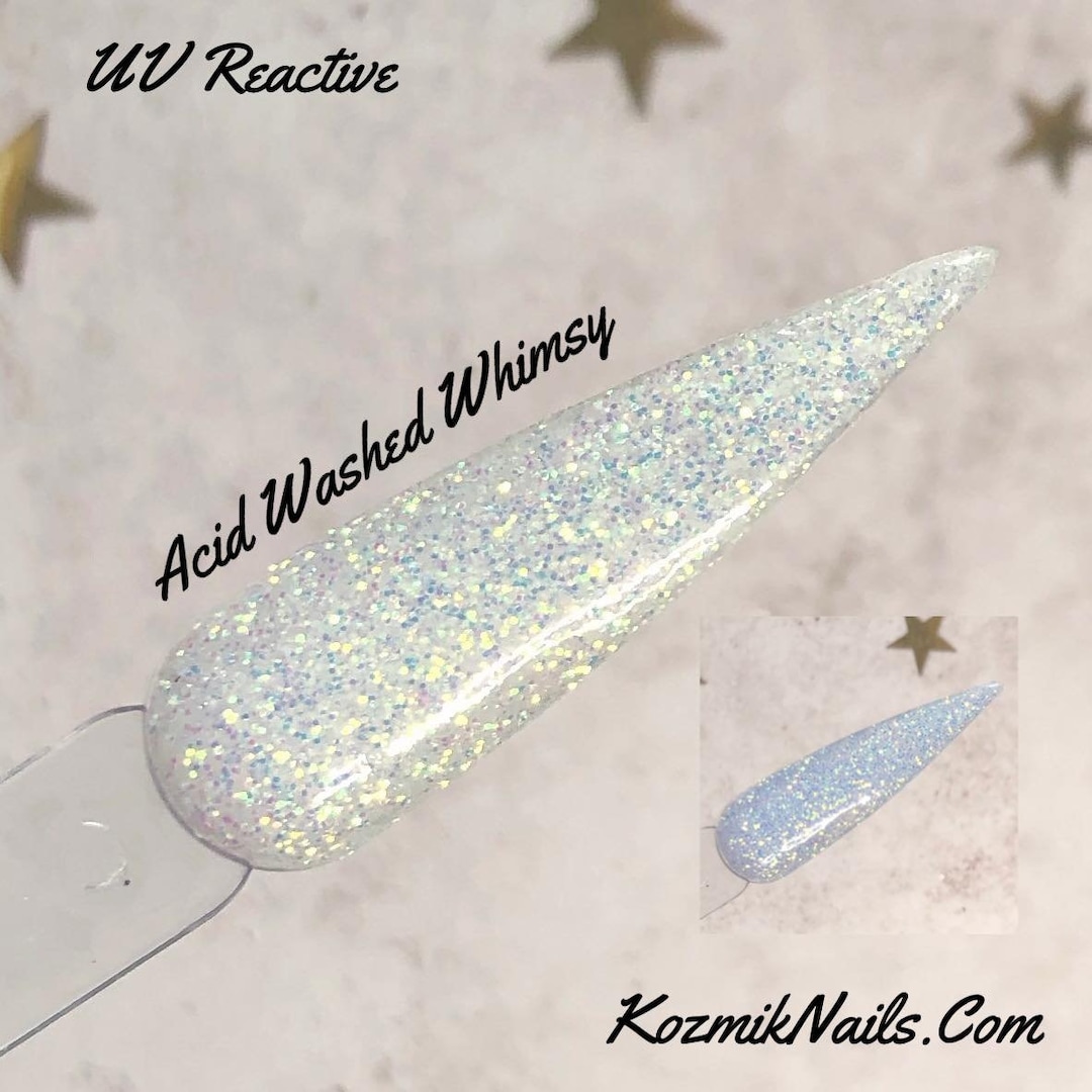 Acid Washed Whimsy White to Light Blue Uv Shift Dip Dipping Acrylic ...