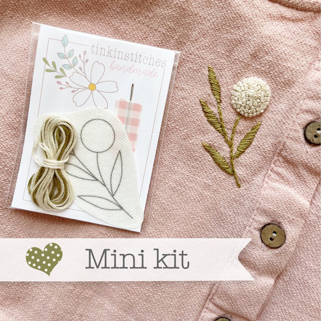 MINI KIT: Floral Poof Peel and Stick Embroidery Kit Custom - Etsy