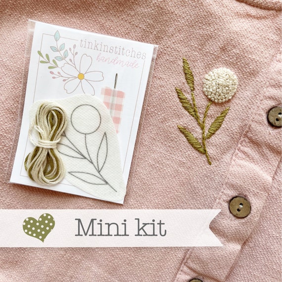 MINI KIT: Floral Poof Peel and Stick Embroidery Kit Custom - Etsy