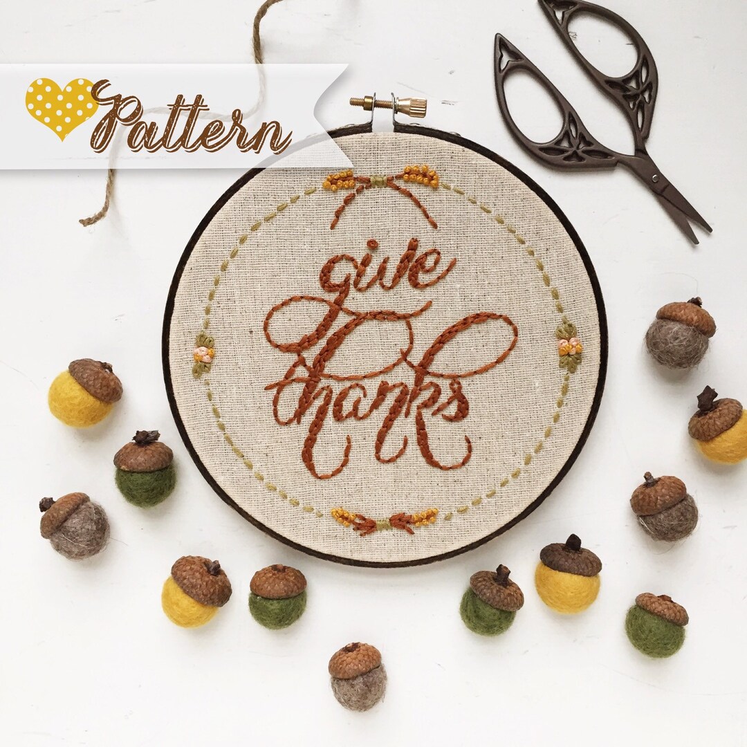 Give Thanks Digital Hand-embroidery Pattern - Etsy