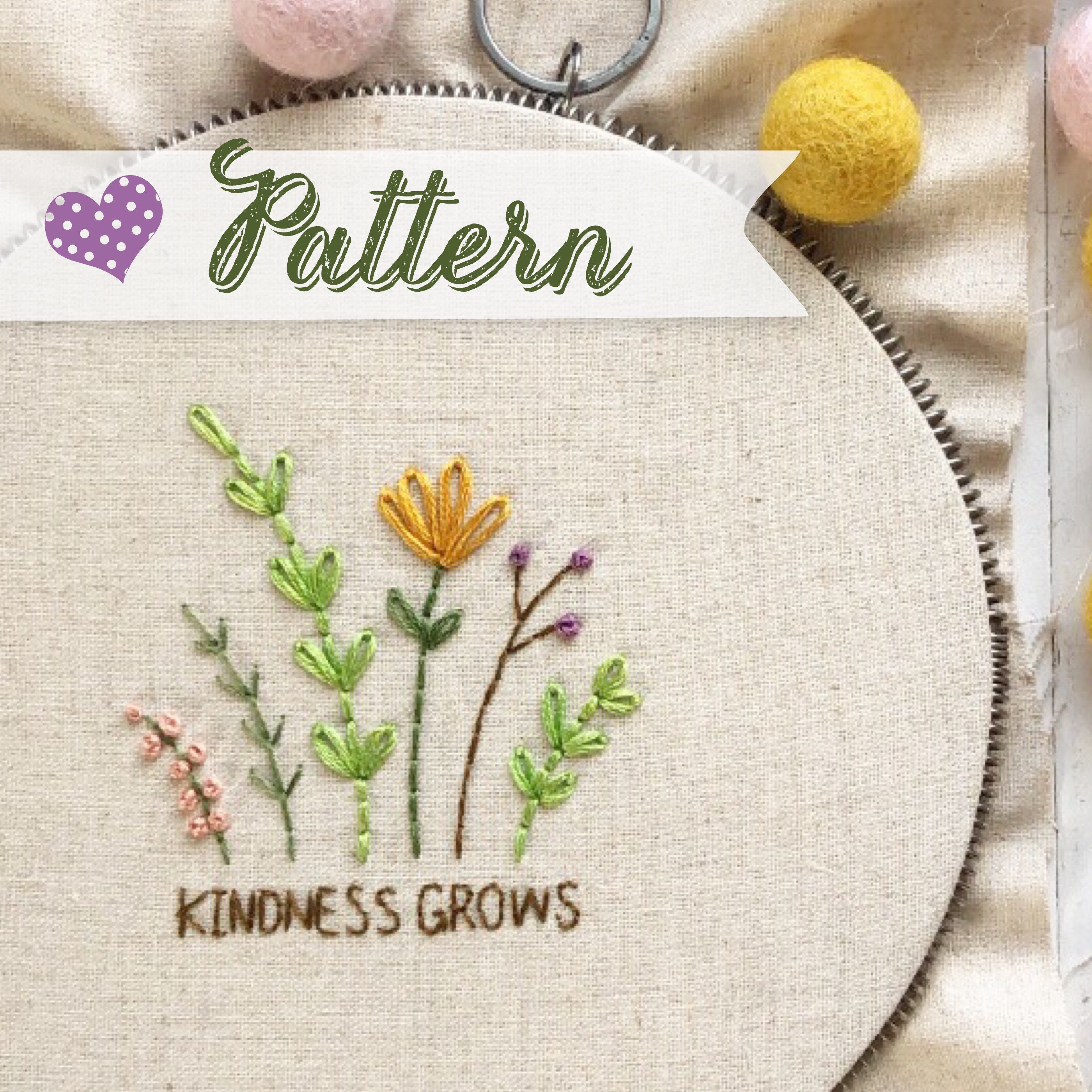 Kindness Grows Digital Pattern Hand-embroidery Stitching | Etsy