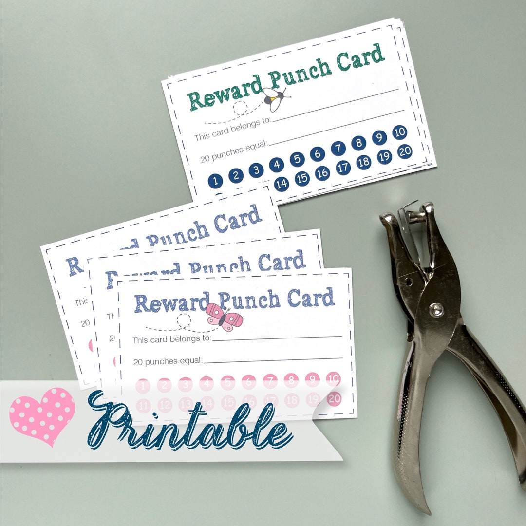 Reward Punch Cards: Downloadable Printable Punchable Card - Etsy