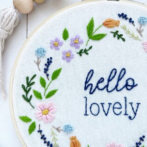 Hello Lovely Digital Pattern Hand-embroidery, Stitching, Embroidery ...