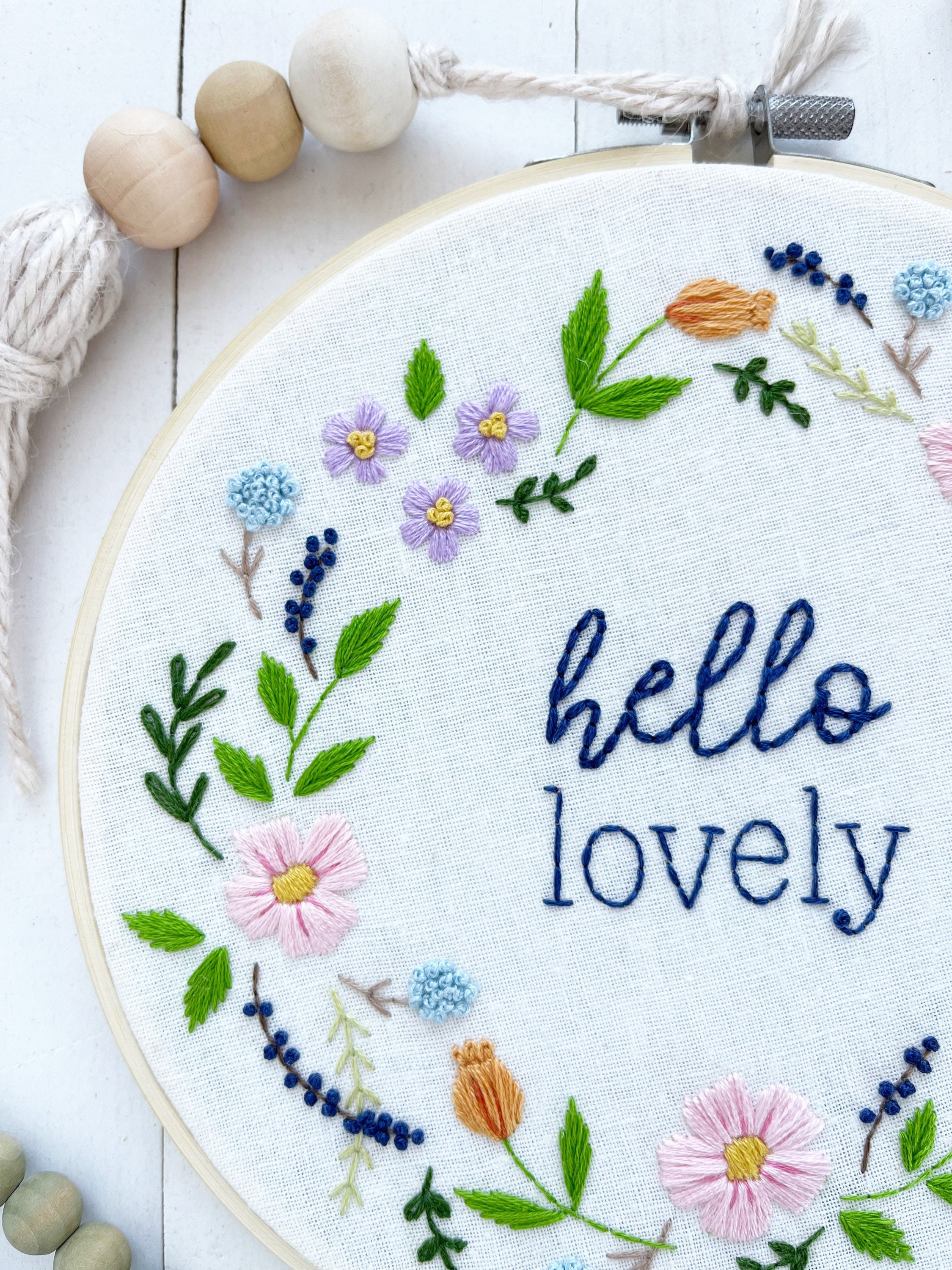 Hello Lovely Digital Pattern Hand-embroidery, Stitching, Embroidery ...
