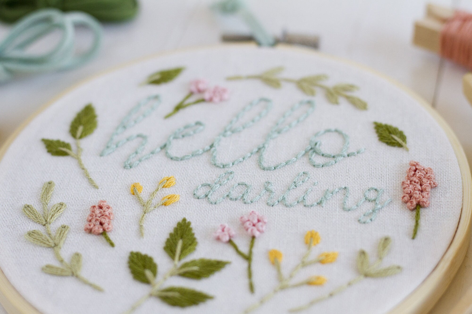 Hello Darling Hand-embroidery Pattern Stitching Embroidery | Etsy