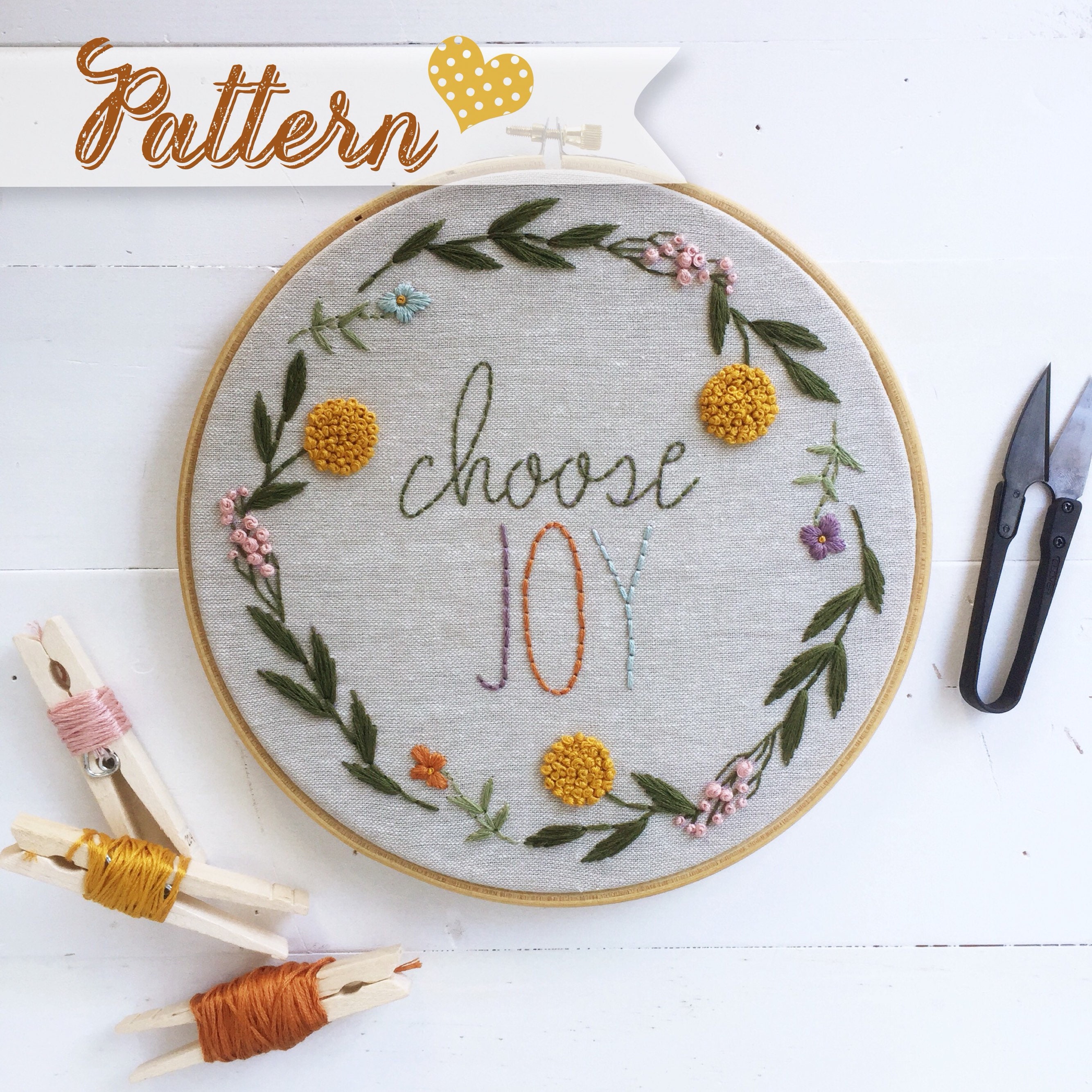 Choose Joy Digital Pattern Hand-embroidery, Stitching, Embroidery, Pdf ...