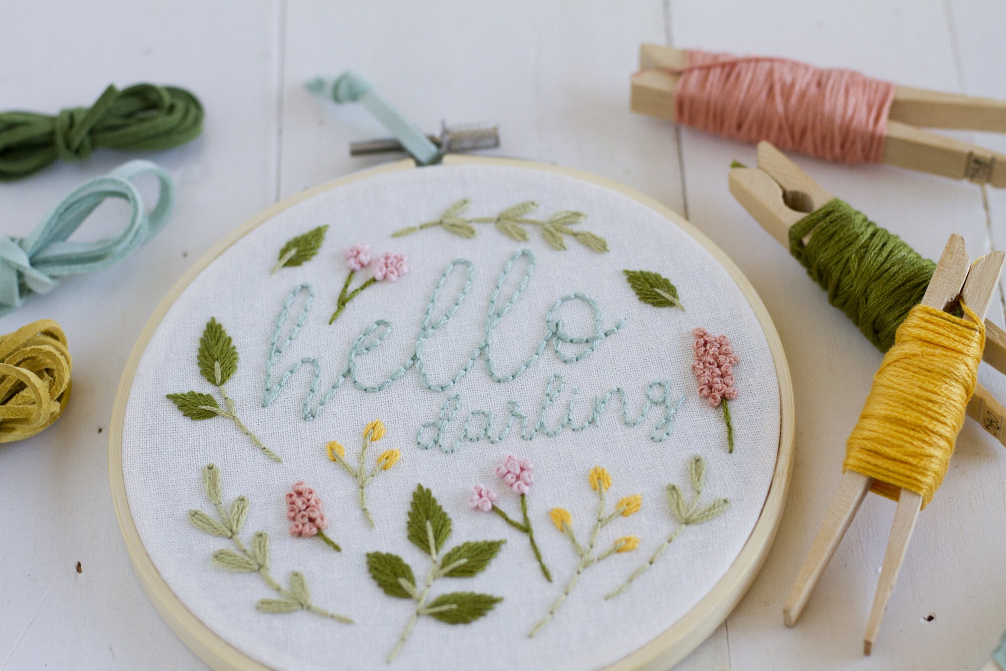 Hello Darling Hand-embroidery Pattern, Stitching, Embroidery, Pdf File ...