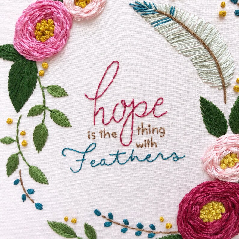 Hope and Feathers Digital Pattern Hand-embroidery, Stitching ...