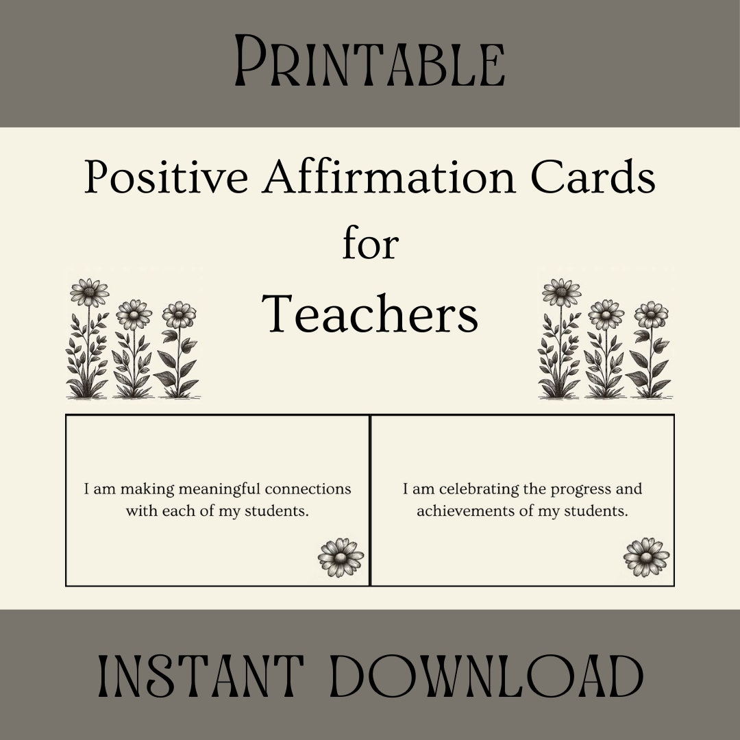 60 Printable Positive Affirmation Cards for Teachers - Etsy