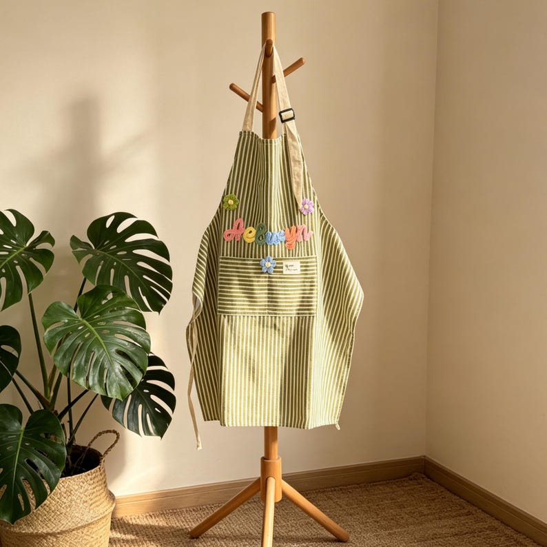 Custom Hand-embroidered Cooking Apron With Pocket,personalized Kitchen ...