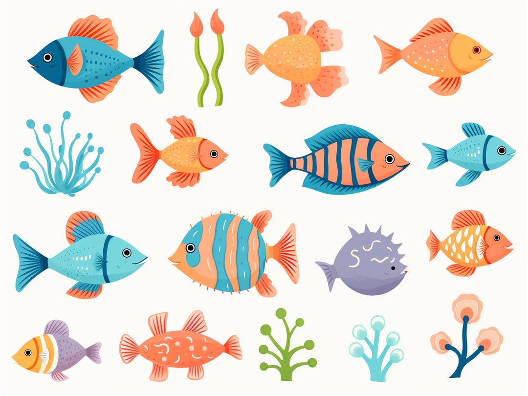Transparent Fish Clip Art PNG for Creative Projects - Etsy